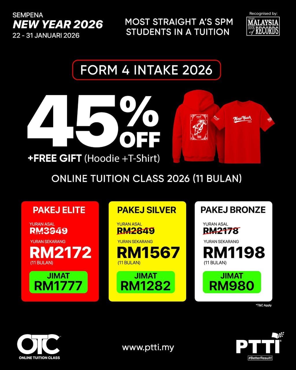 OTC Form 4 Feb - Dis 2026 ( 11 months Promo ) FREE HOODIE + T-SHIRT ...